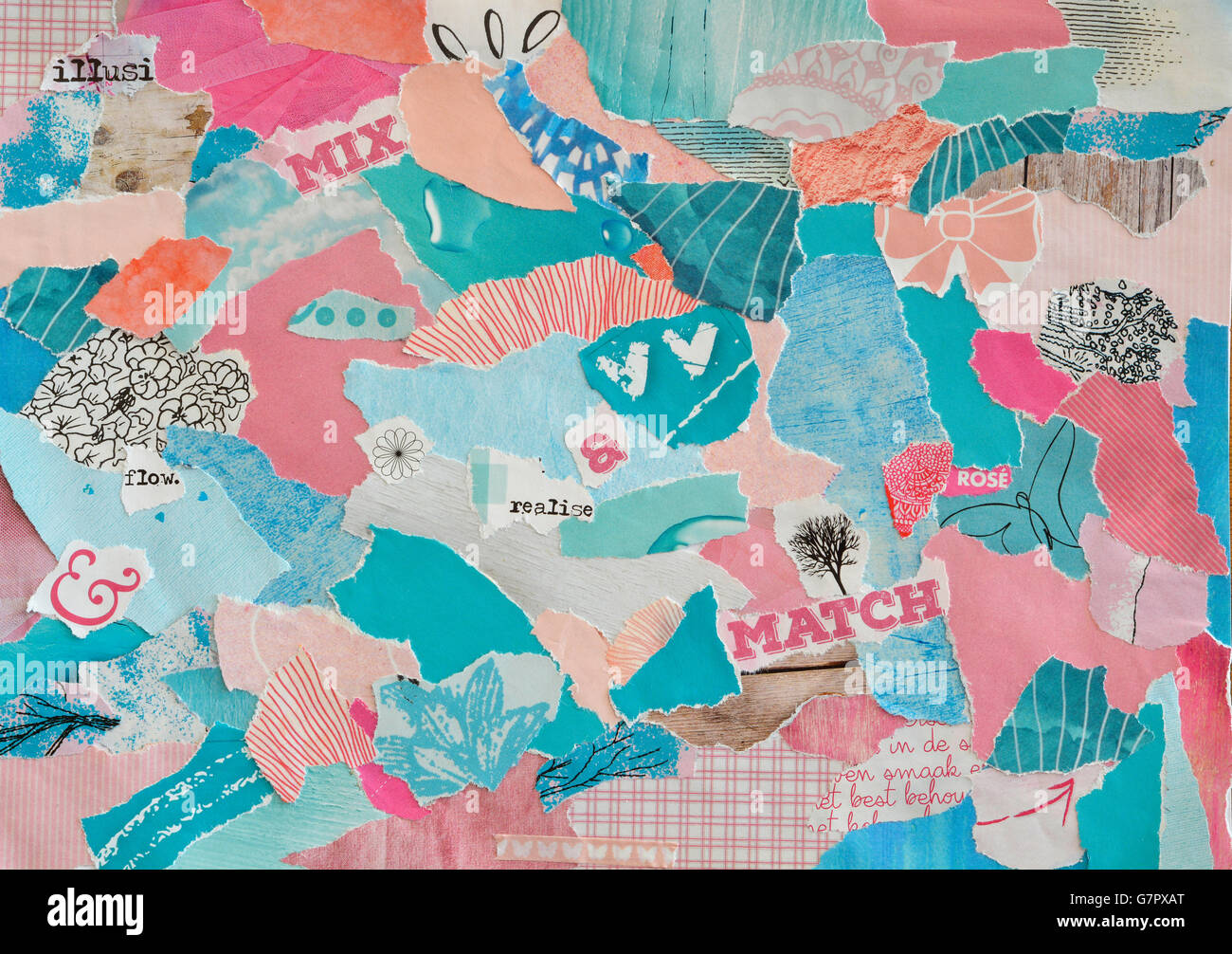 Collage mood board made of teared paper Stock Photo - Alamy