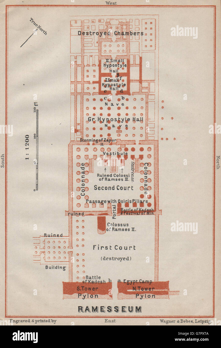 RAMESSEUM floor plan. Theban Necropolis. Pharoah Rameses II. Egypt ...
