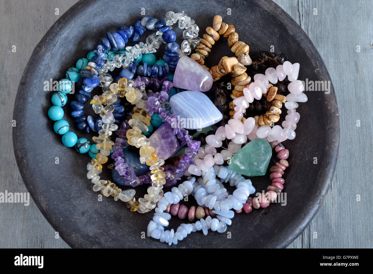 Gem stones and crystals for healing therapy Stock Photo - Alamy