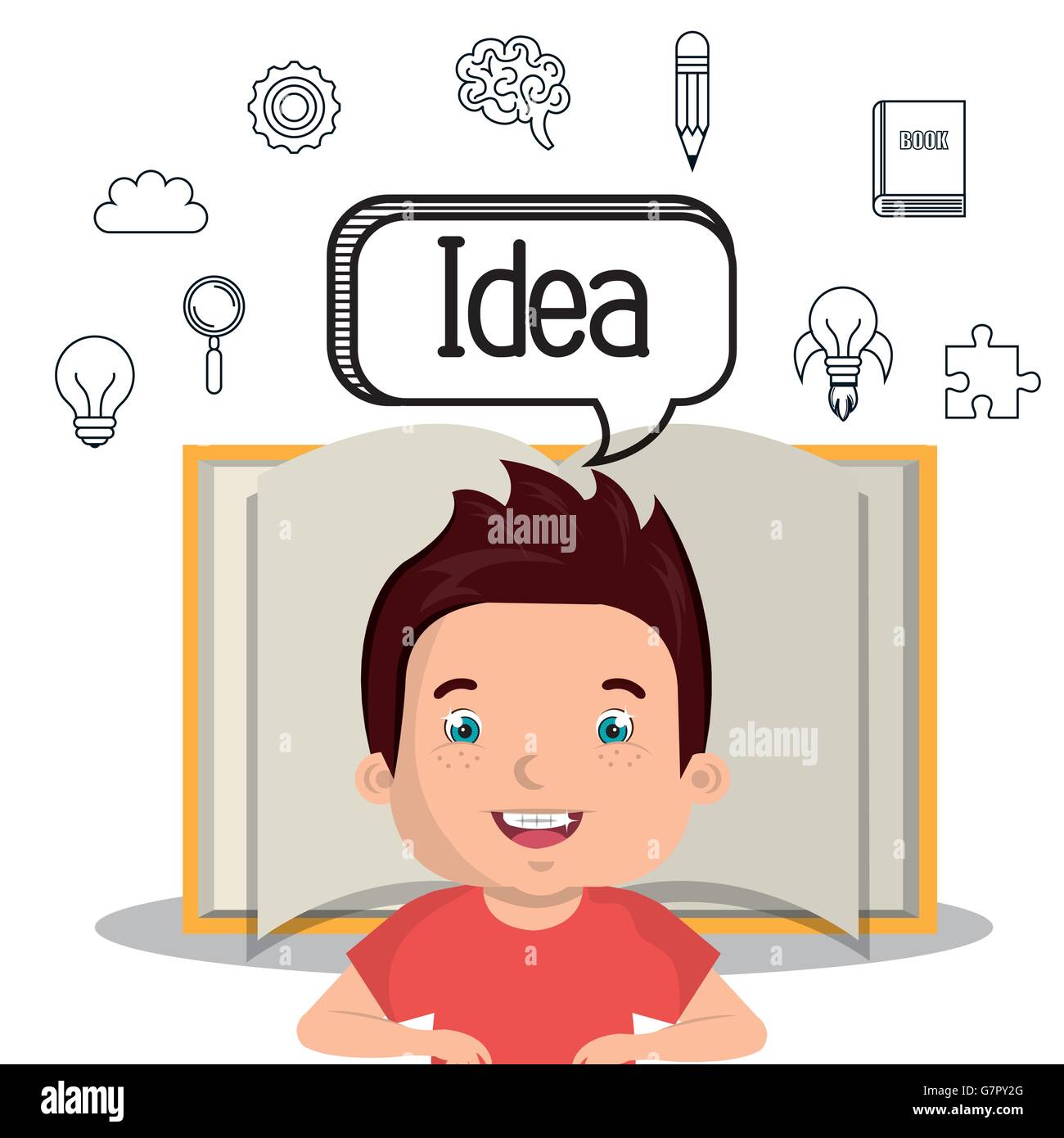 Child boy thinking isolated Stock Vector Images - Alamy