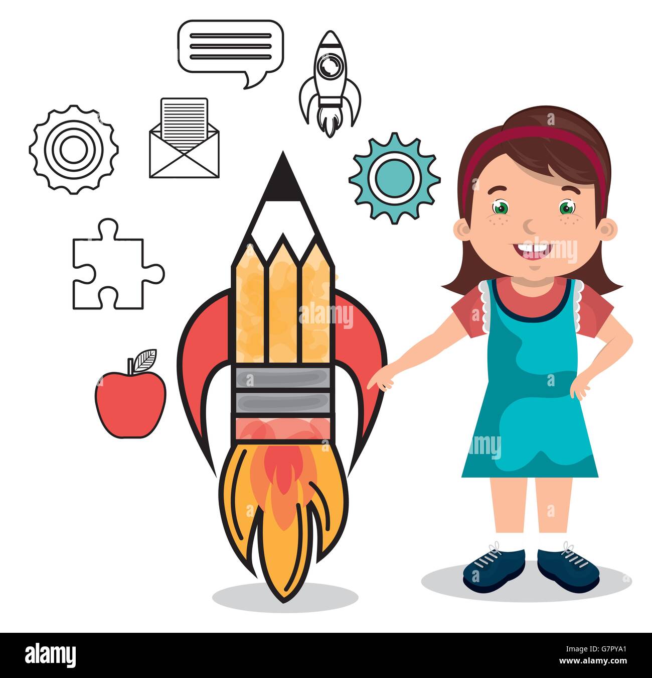 girl studying isolated icon design Stock Vector Image & Art - Alamy