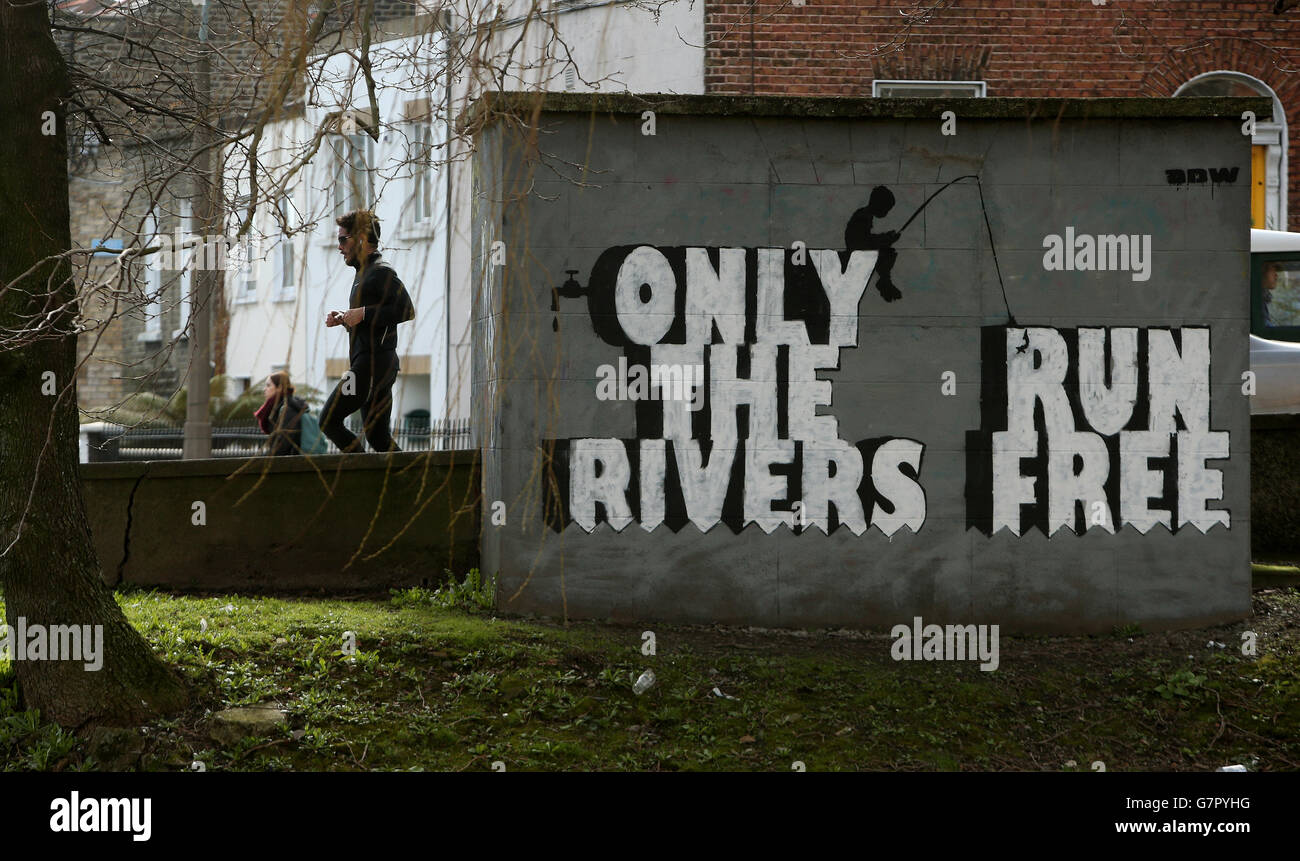 Graffiti by satirical Irish stencil artist ADW in the Portabello area ...