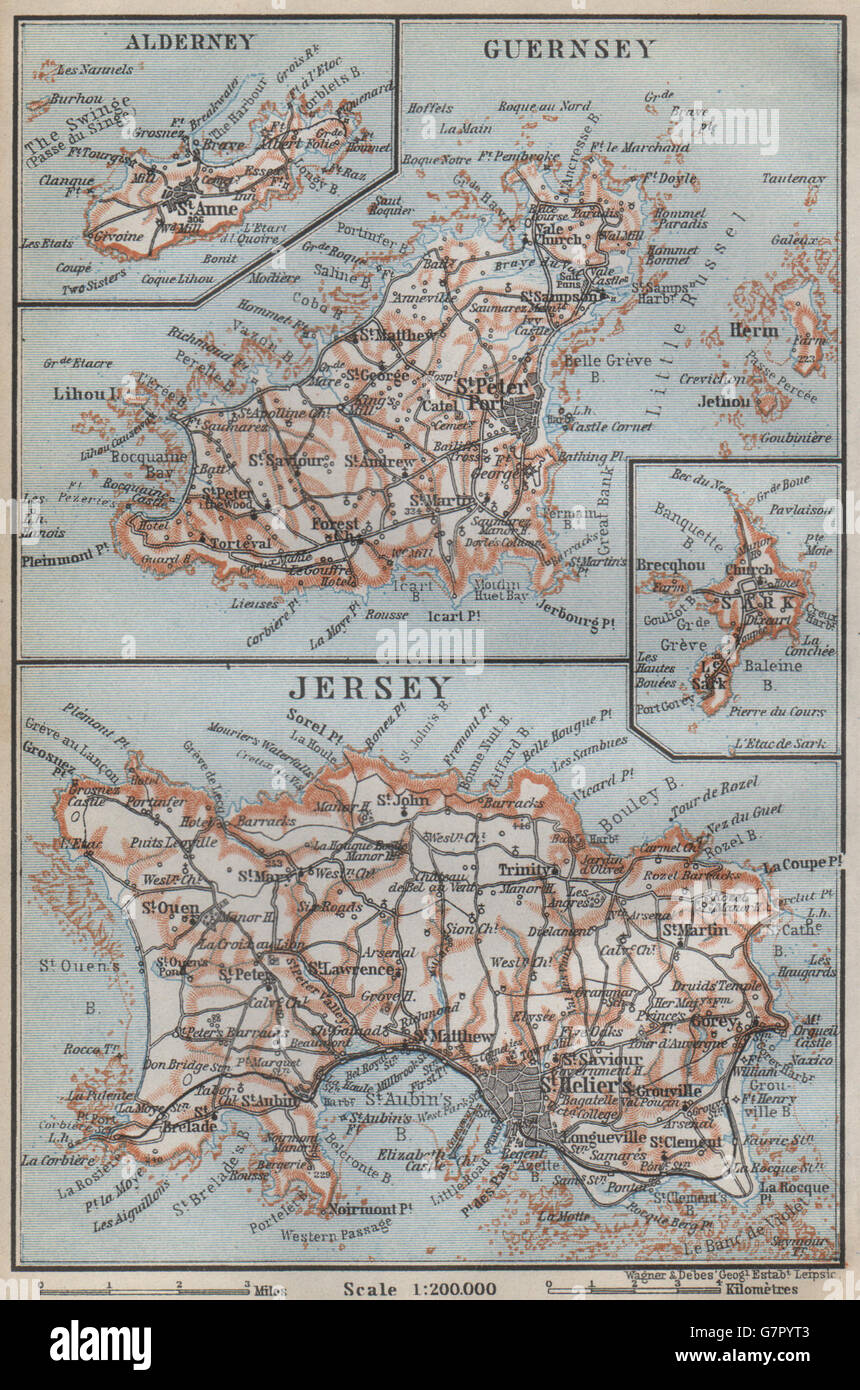 THE CHANNEL ISLANDS. Guernsey Jersey Alderney Sark. BAEDEKER, 1910 ...