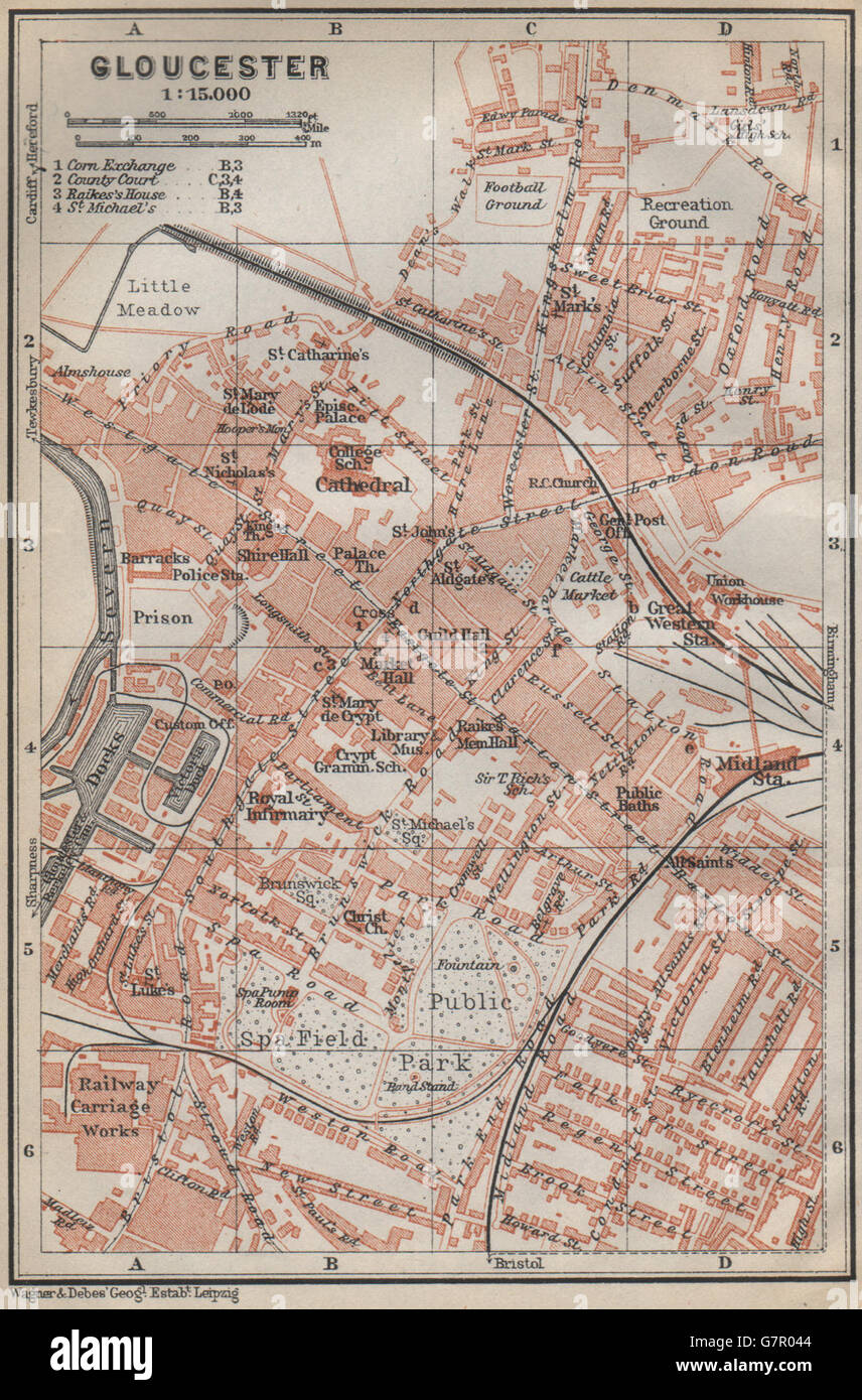 Antique map of gloucester hi-res stock photography and images - Alamy