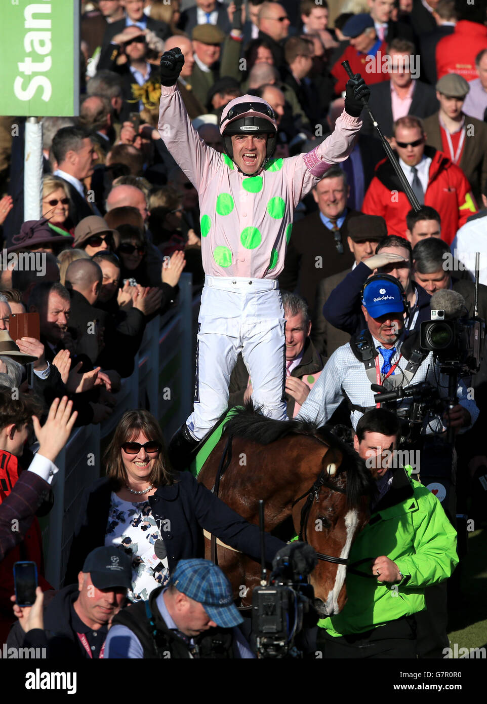 Ruby Walsh celebrates winning the Stan James Champion Hurdle Challenge ...