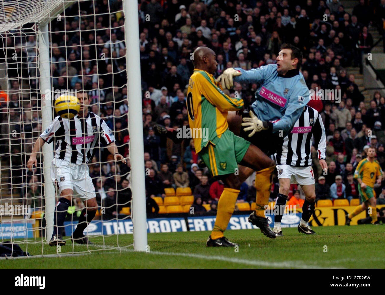 West Bromich Albions goalkeeper Russell Hoult is helpless as Craig ...