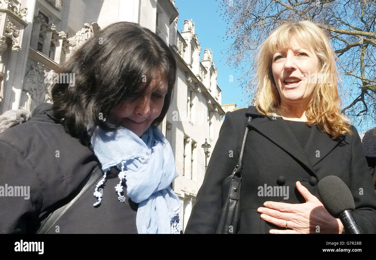 Kathleen Wyatt (left) outside the Supreme Court, London, with lawyer ...