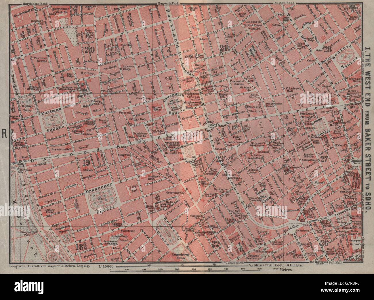 Old london map baker street hi-res stock photography and images - Alamy