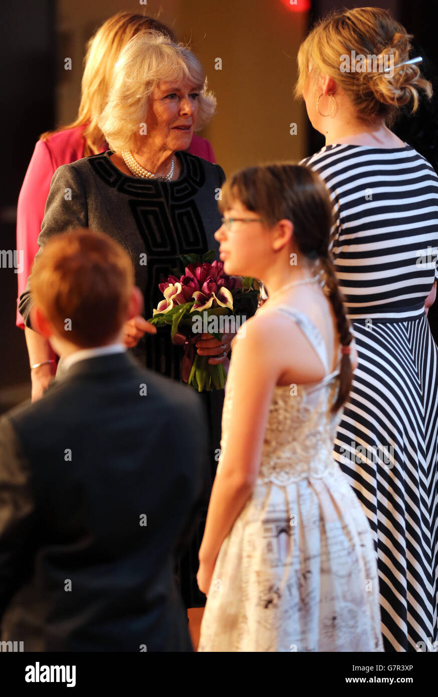 The Duchess of Cornwall meets performers during a visit to the ...