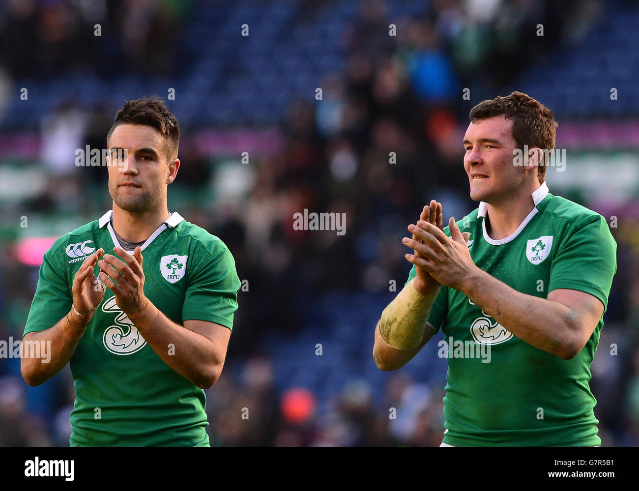 Ireland's Conor Murray and Peter O'Mahony acknowledge the applause from ...