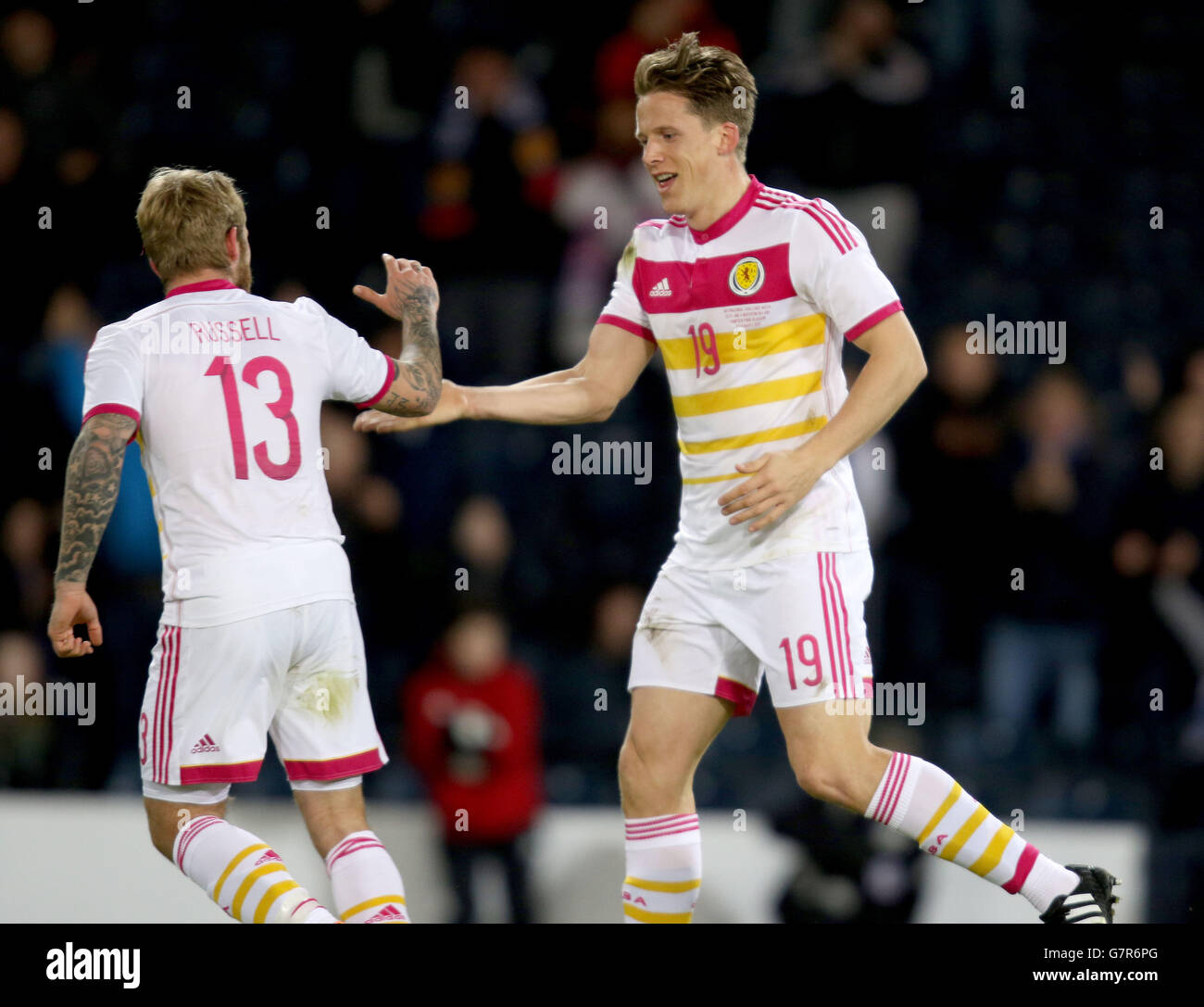 Scotland's Christophe Berra celebrates scoring his sides first goal ...