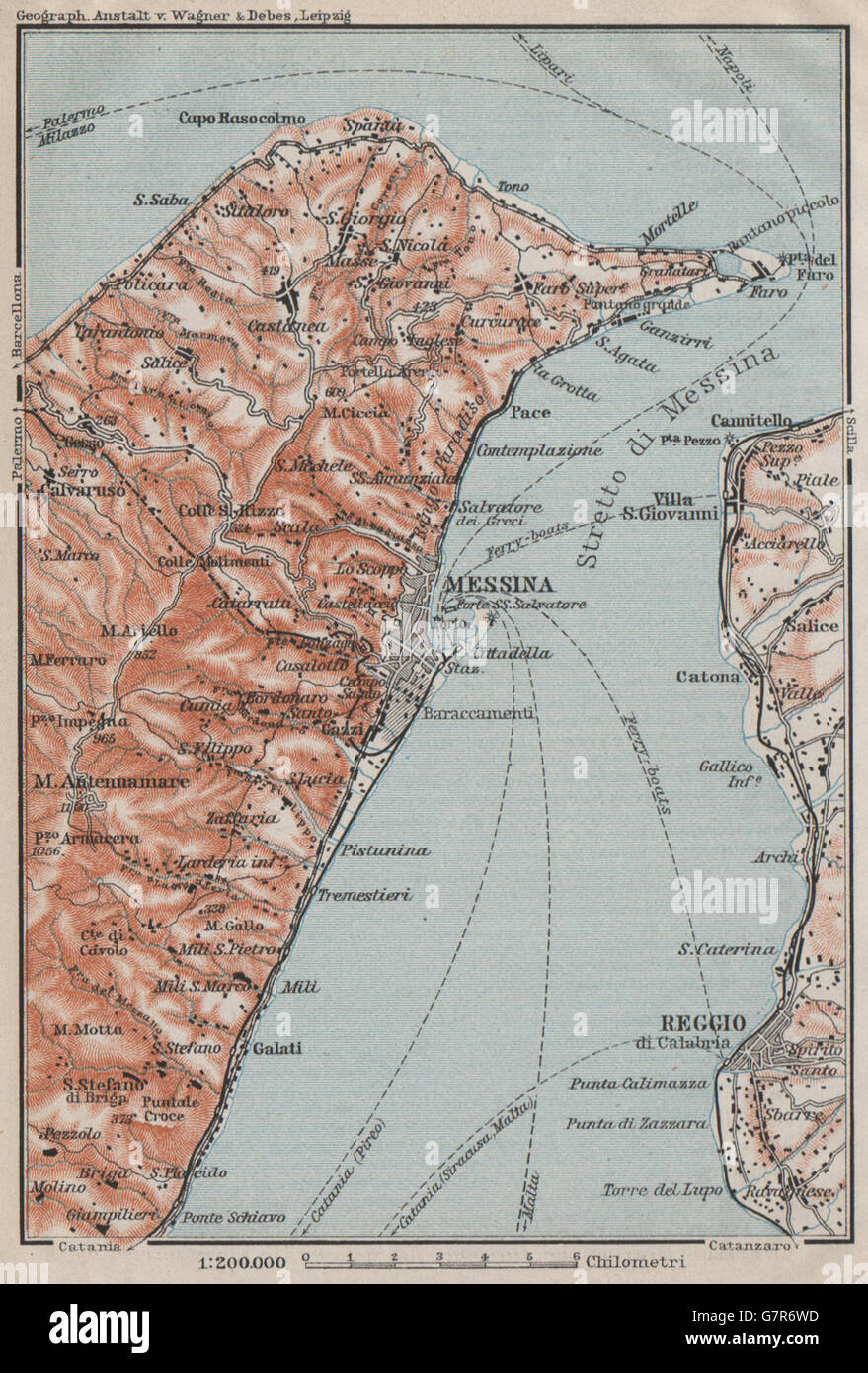 Messina map sicily hi-res stock photography and images - Alamy
