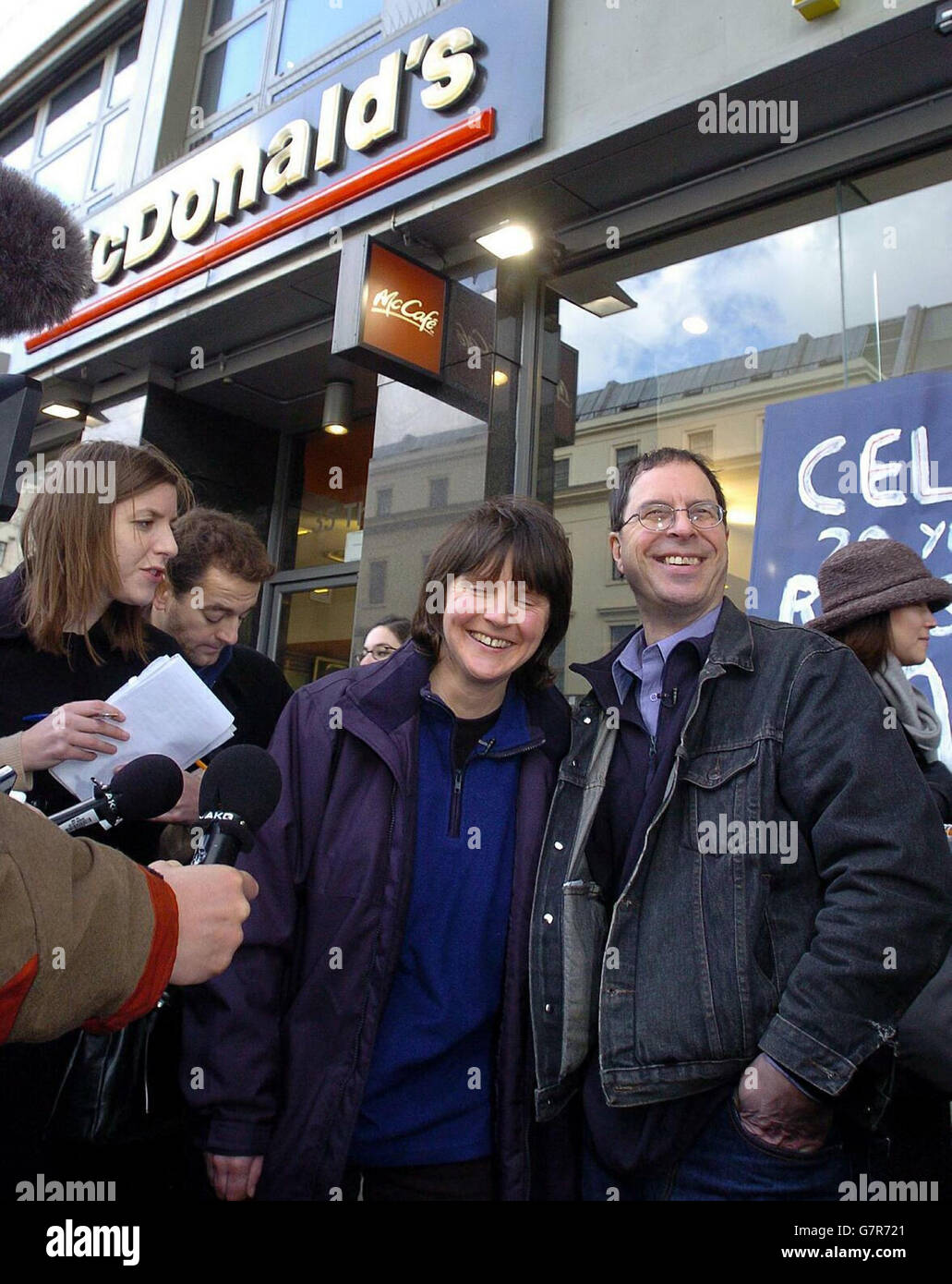 The McLibel 2, Helen Steel and David Morris outside McDonald's in the ...