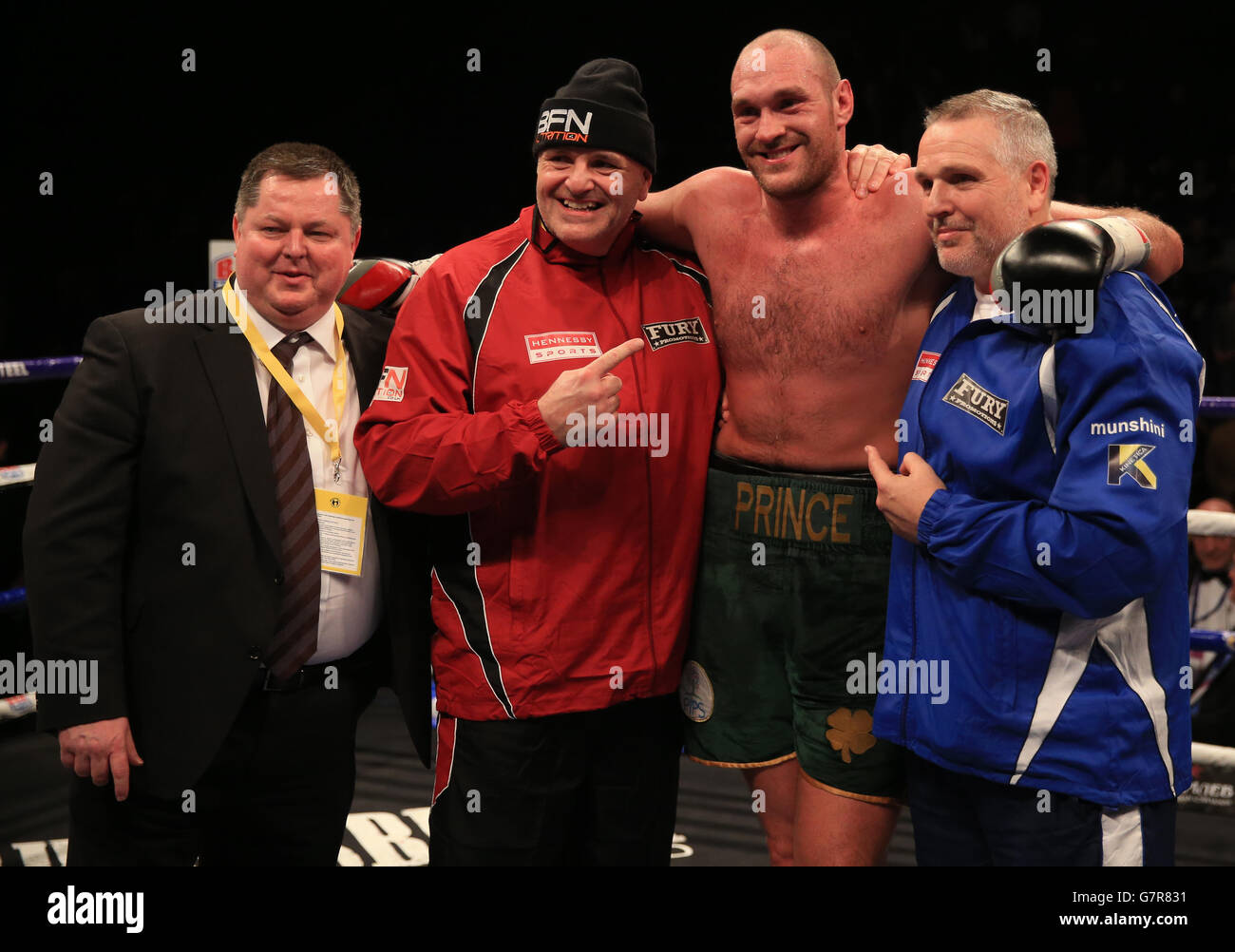 Boxing - The O2 Arena. Tyson Fury celebrates beating Christian Hammer ...