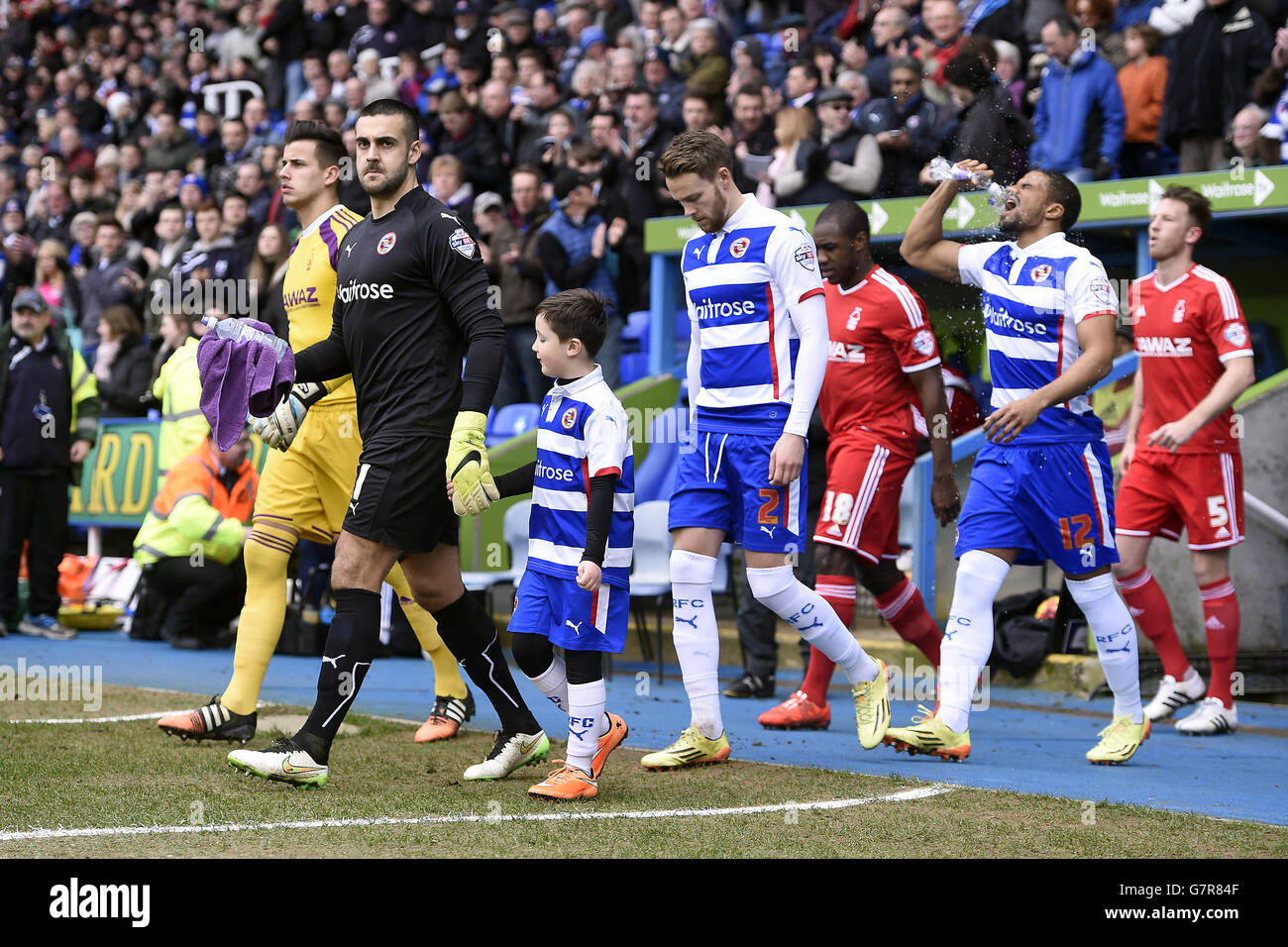 L-R: Reading goalkeeper Adam Federici, Chris Gunter and Garath McCleary ...
