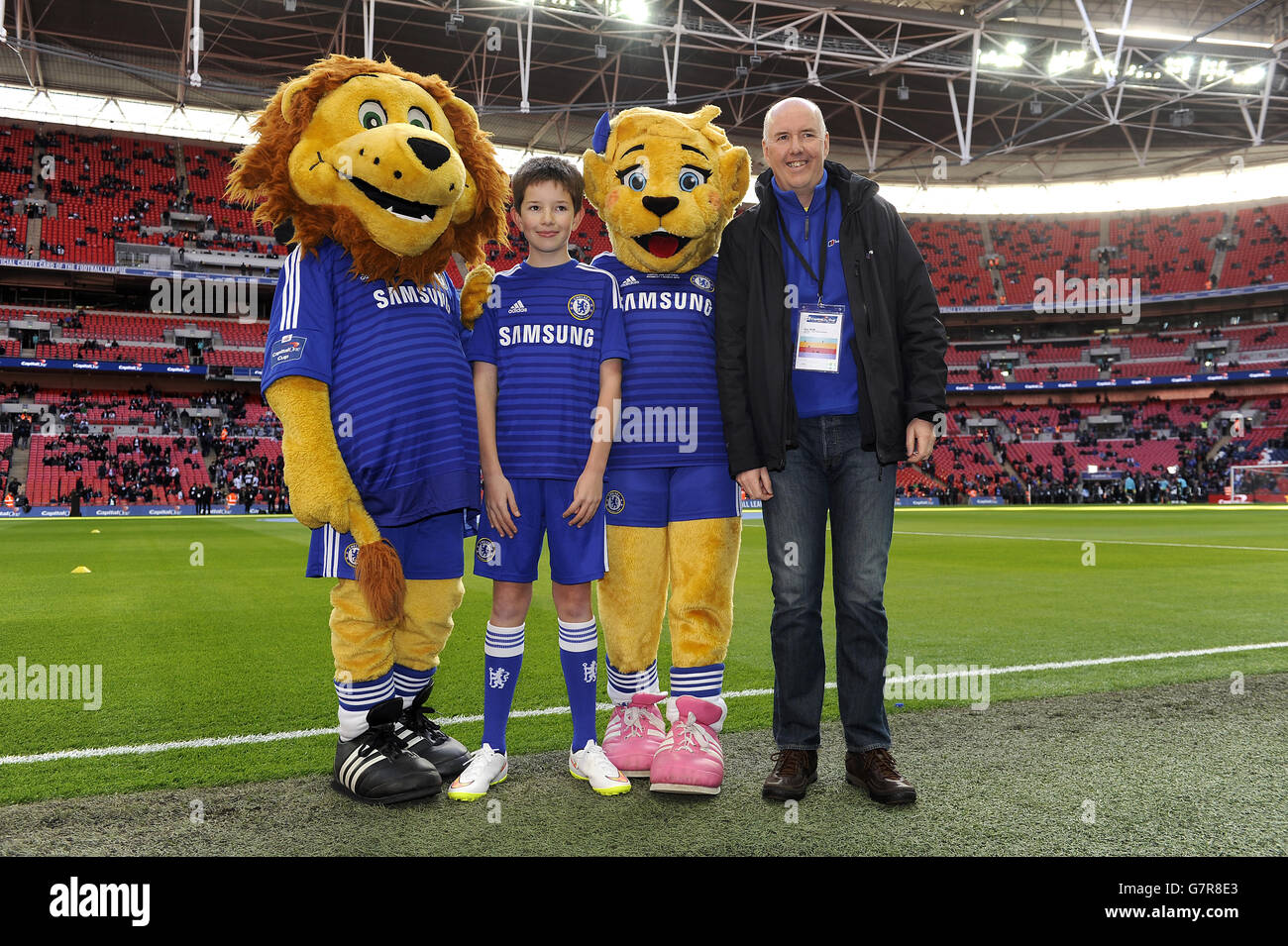 The Chelsea matchday mascot with Stamford the Lion (left) and Bridget ...