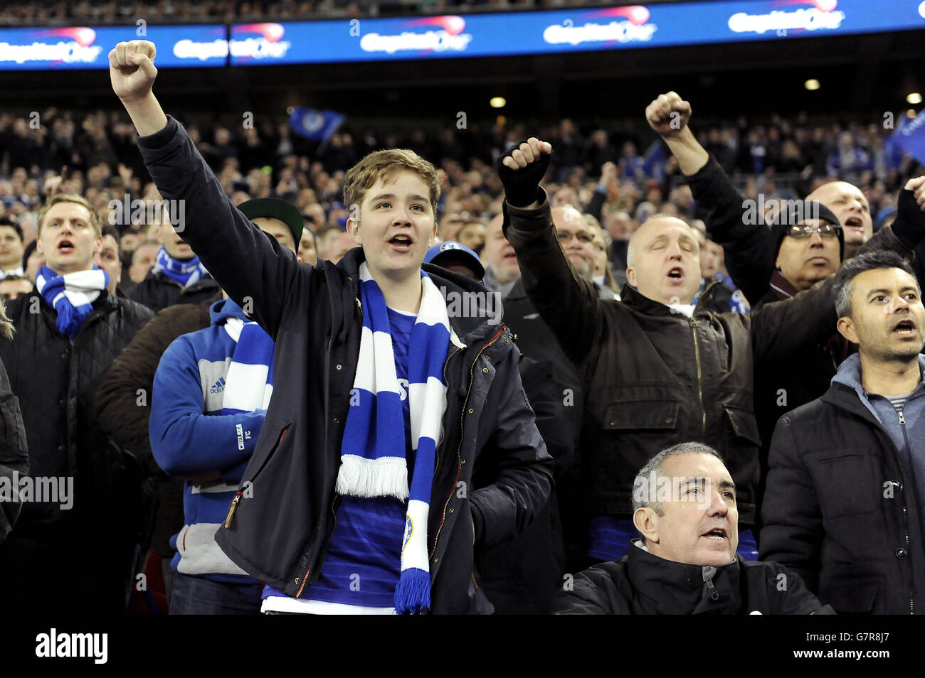 Tottenham hotspur supporters in the crowd at wembley hi-res stock ...