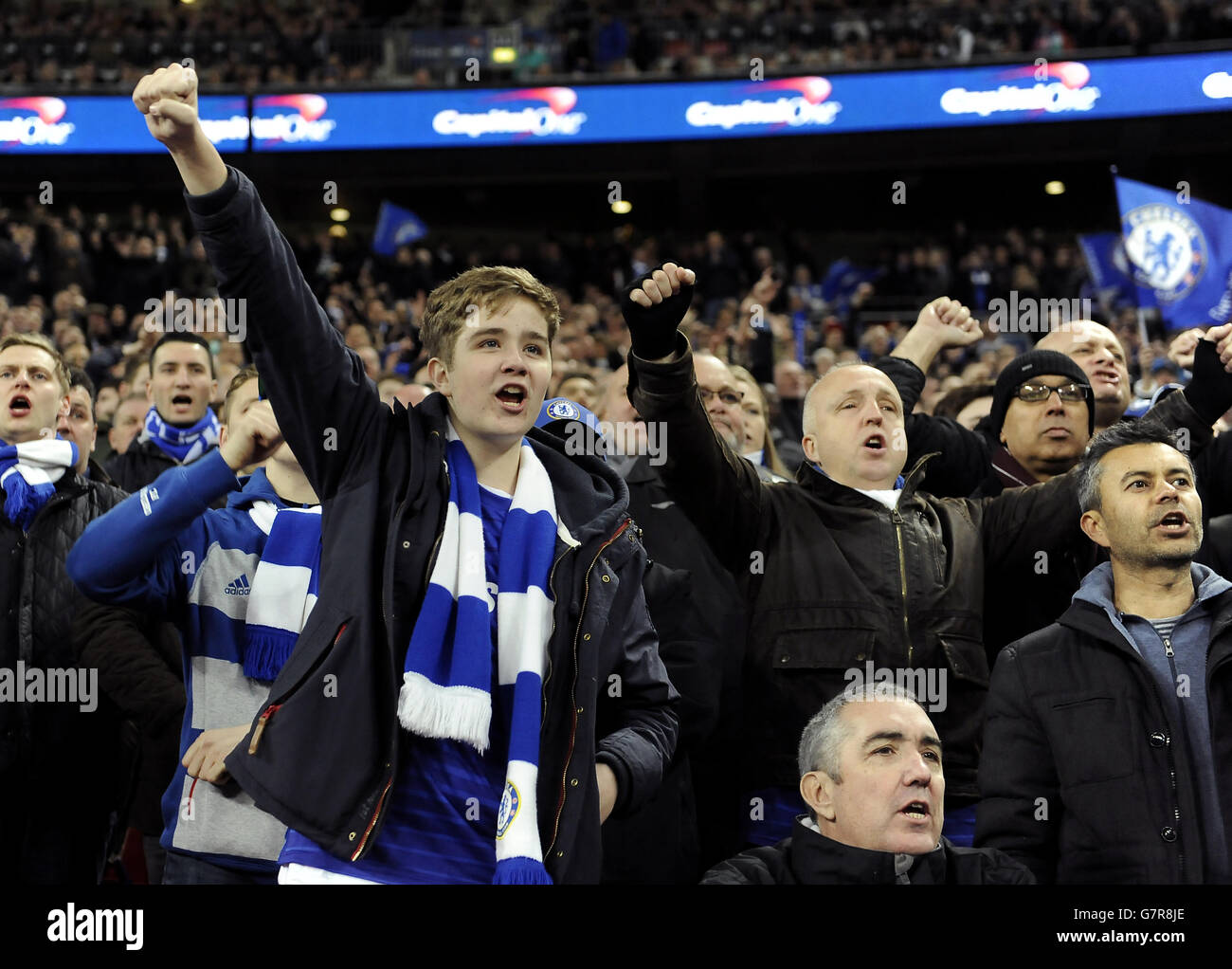 Tottenham hotspur supporters in the crowd at wembley hi-res stock ...
