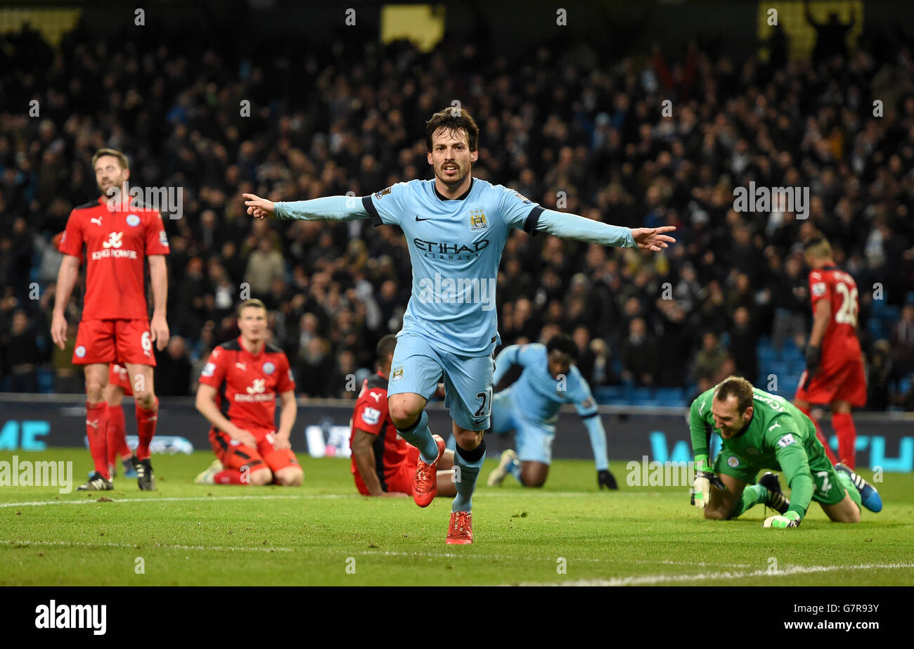 Manchester City's David Silva celebrates scoring their first goal of ...