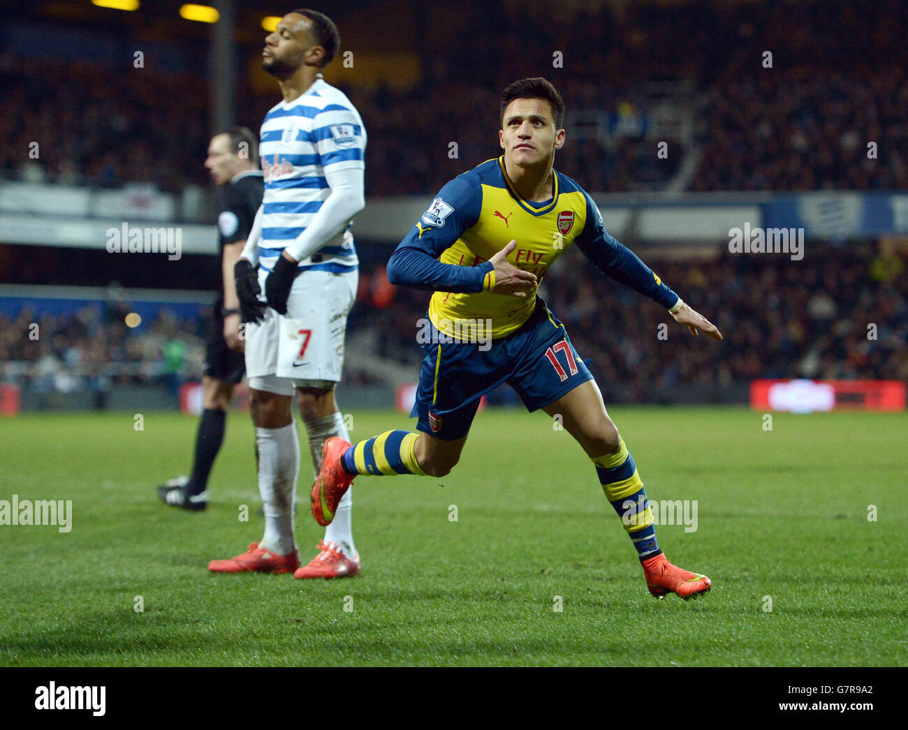 Arsenal's Alexis Sanchez celebrates scoring the second goal during the ...