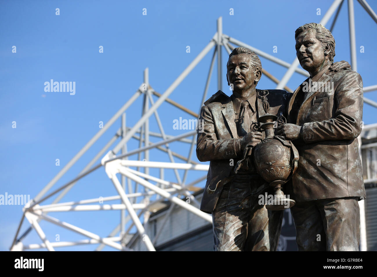 A statue of former manager Brian Clough and his assistant Peter Taylor ...