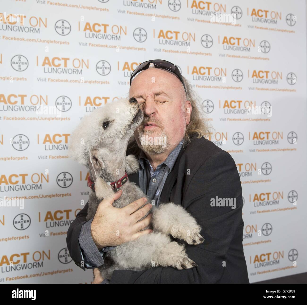 EDITORIAL USE ONLY Bill Bailey with dog Solo at Crufts at the NEC in ...