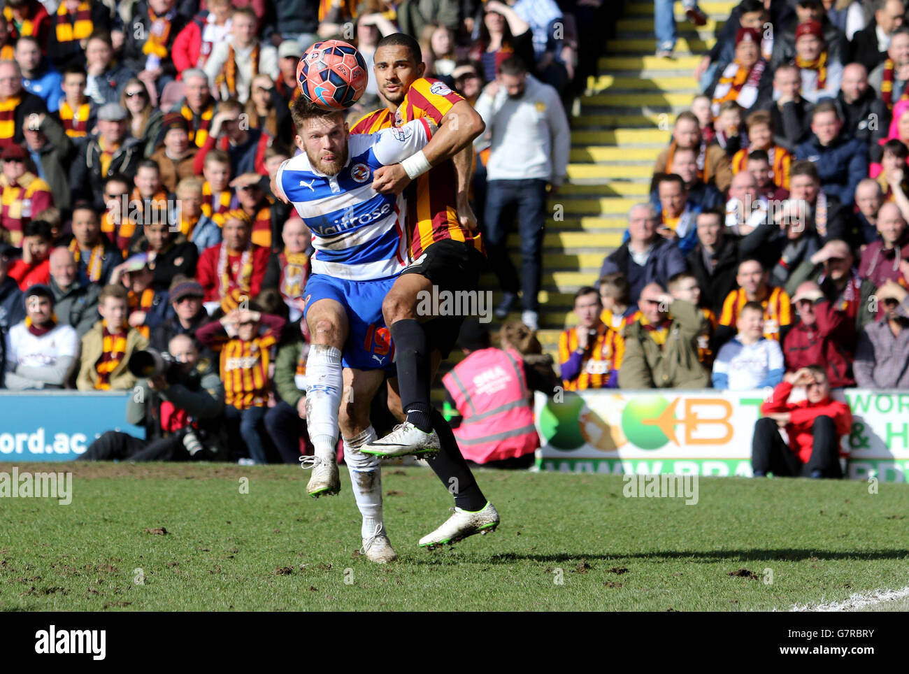 Reading's Jamie Mackie holds off Bradford City's James Meredith Stock ...