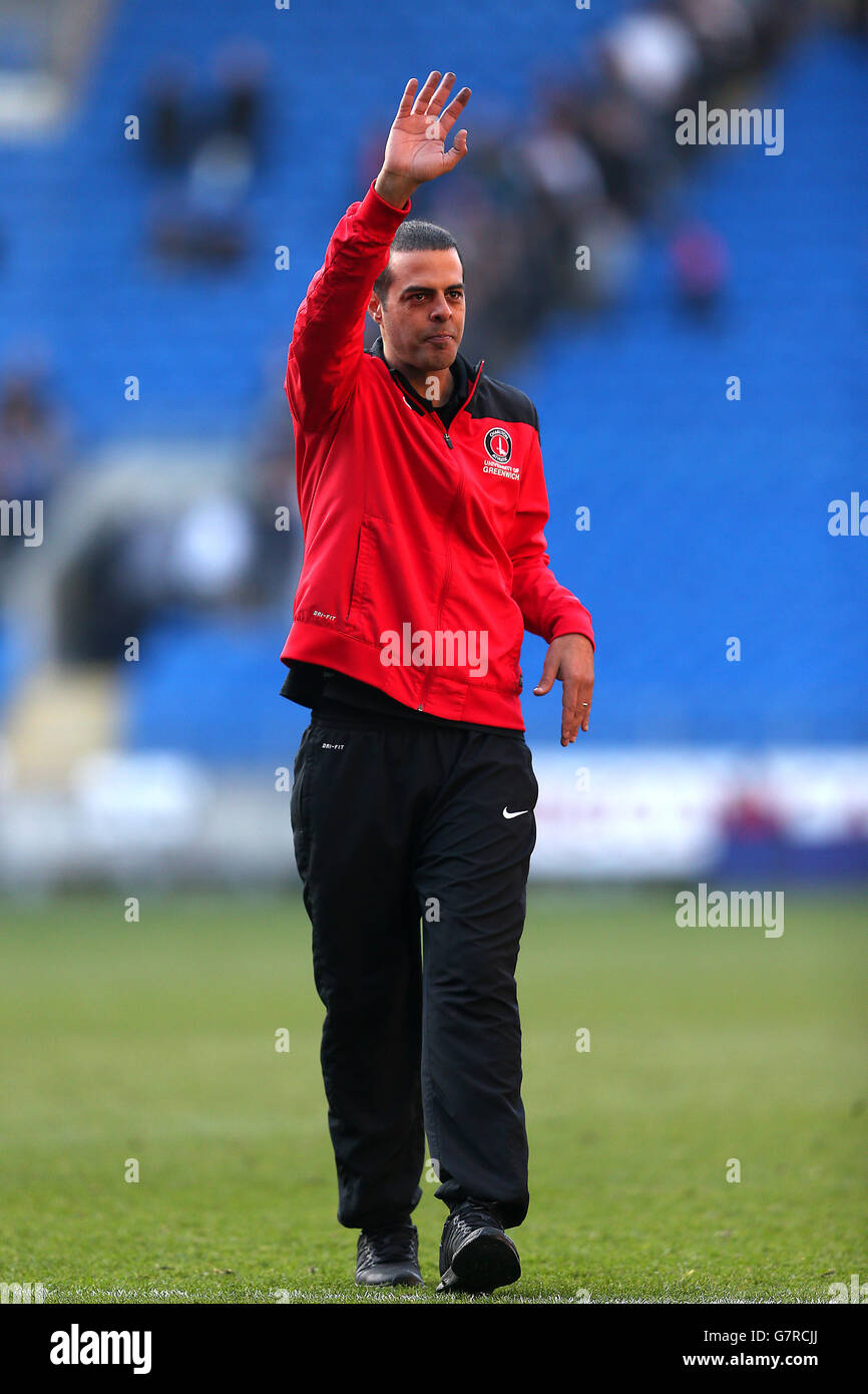 Charlton Athletic manager Guy Luzon acknowledges the travelling support ...