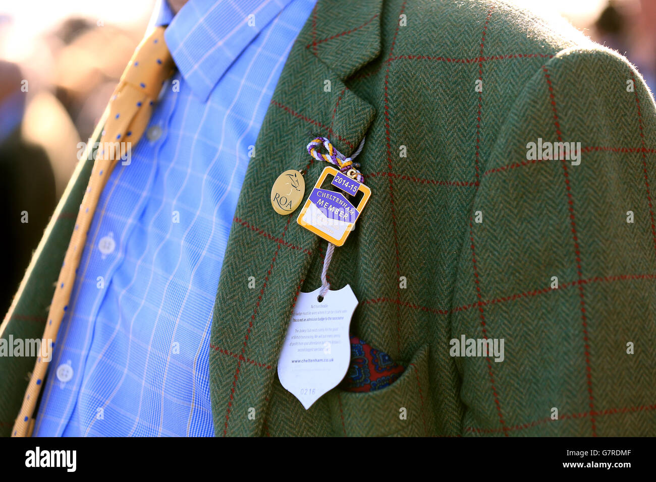 Detail of a badge belonging to a cheltenham member hi-res stock ...