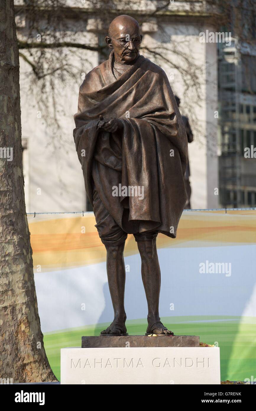 The mahatma gandhi statue which was unveiled in parliament square hi ...