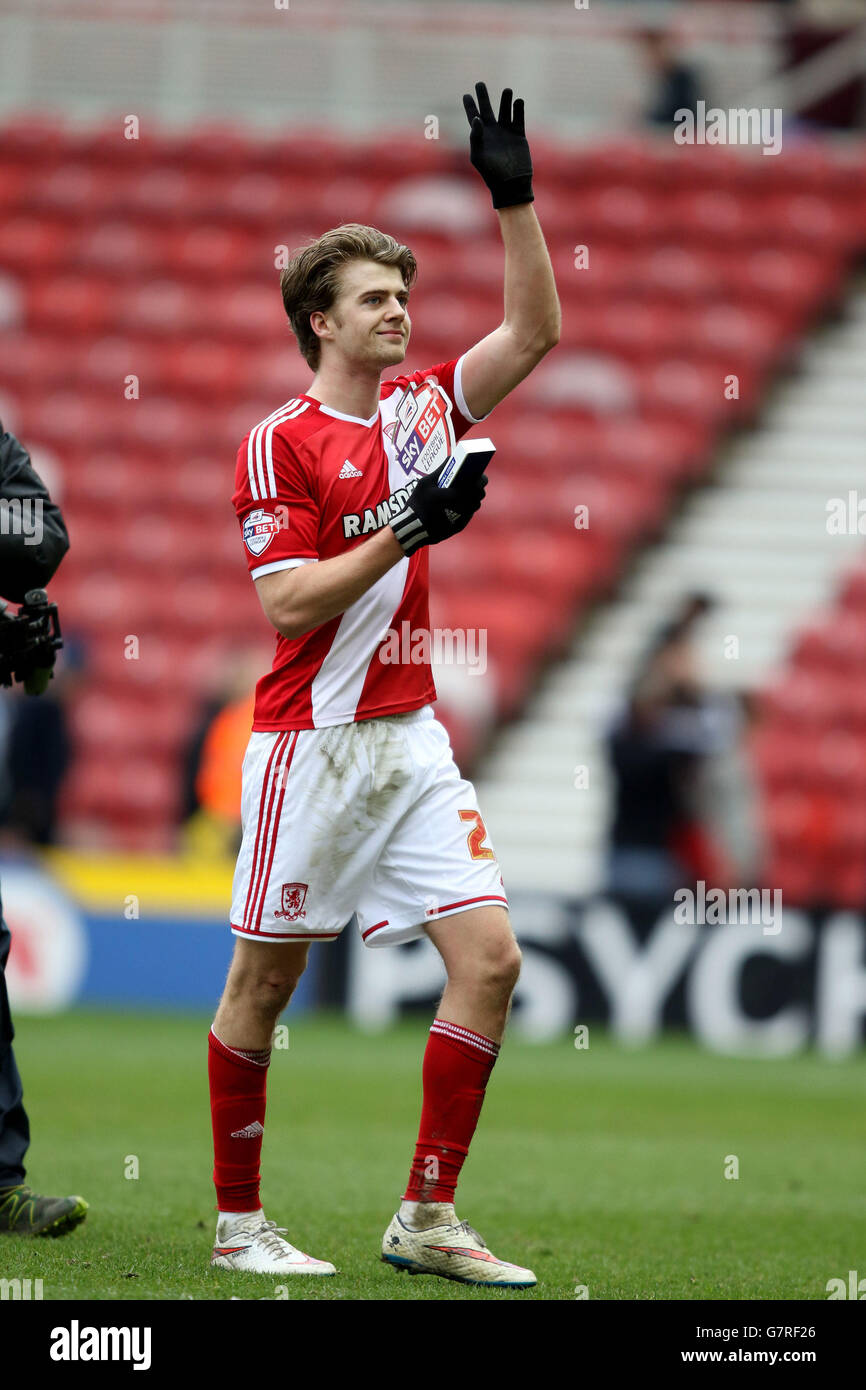 Middlesbrough's Patrick Bamford walks off with the man of the match ...
