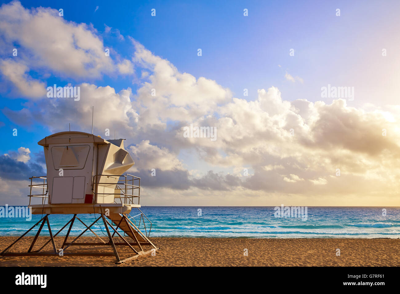Fort Lauderdale beach morning sunrise in Florida USA baywatch tower ...