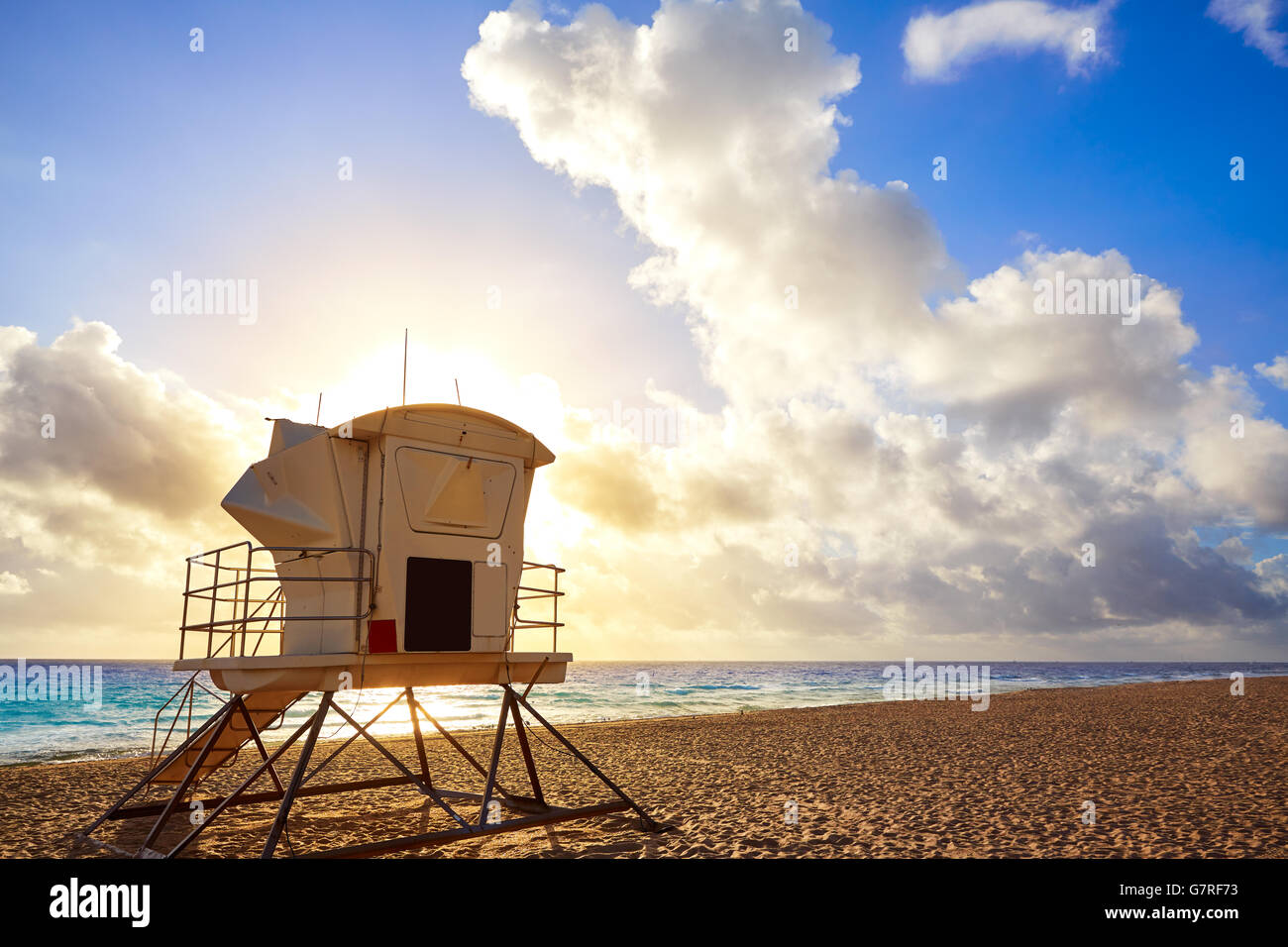 Fort Lauderdale beach morning sunrise in Florida USA baywatch tower ...