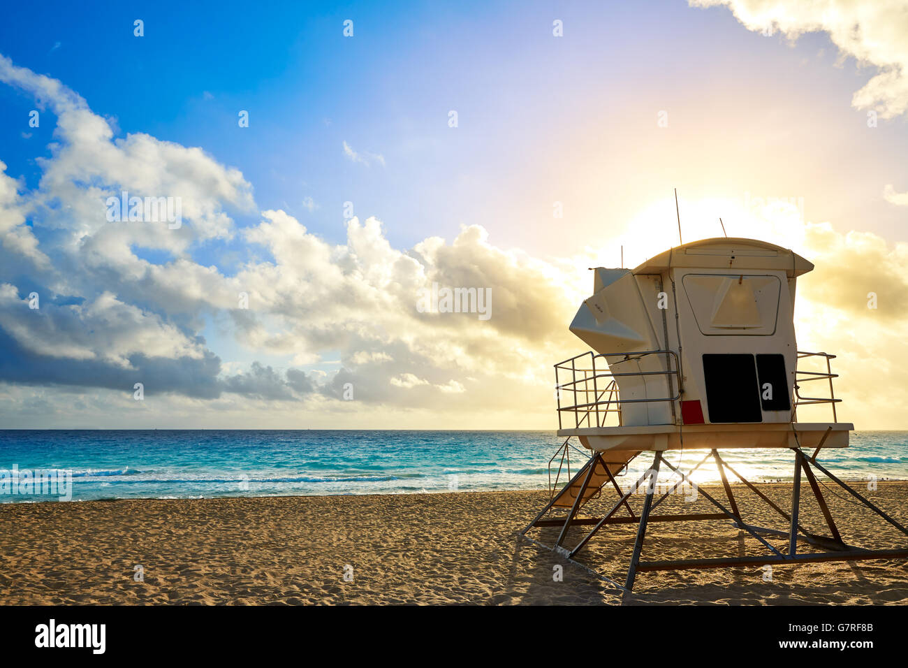 Fort Lauderdale beach morning sunrise in Florida USA baywatch tower ...