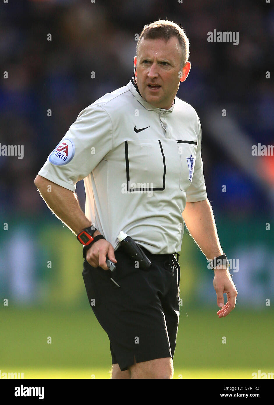 Referee Jonathan Moss during the game between Leicester City and Hull ...