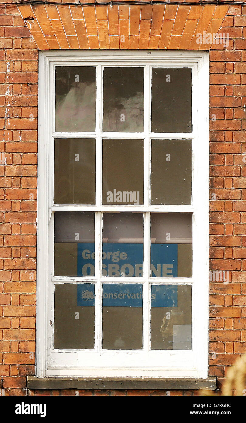 A view of poster in the constituency office of Chancellor of the ...