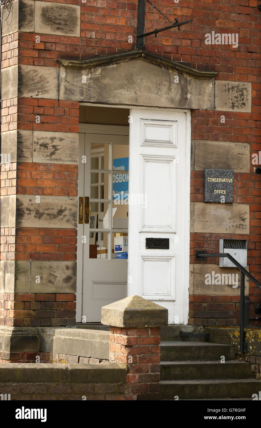 A view of poster in the constituency office of Chancellor of the ...