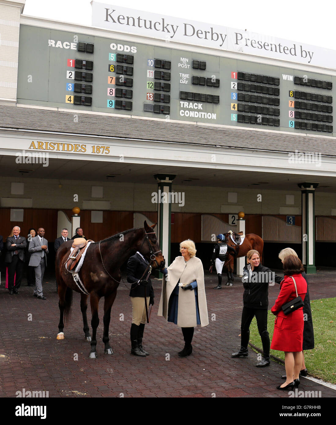 The Duchess of Cornwall is shown a horse during a visit to Churchill ...