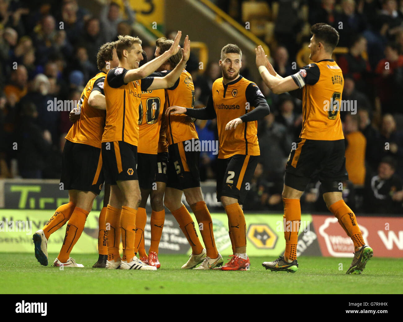 Wolverhampton Wanderers players celebrate after Derby County's Lee ...