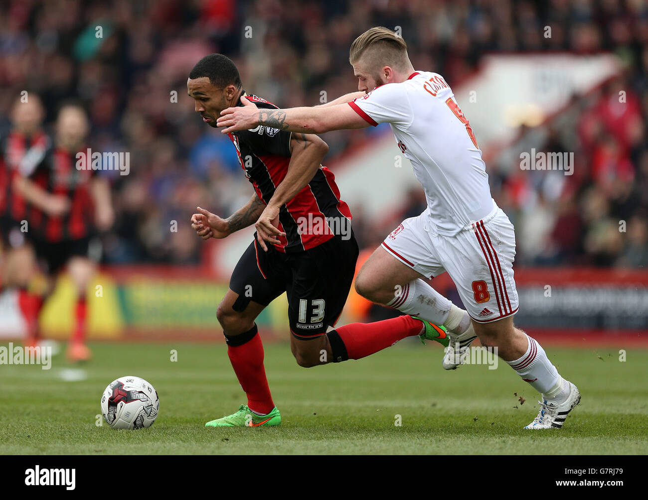 AFC Bournemouth's Callum Wilson and Middlesbrough's Adam Clayton in ...
