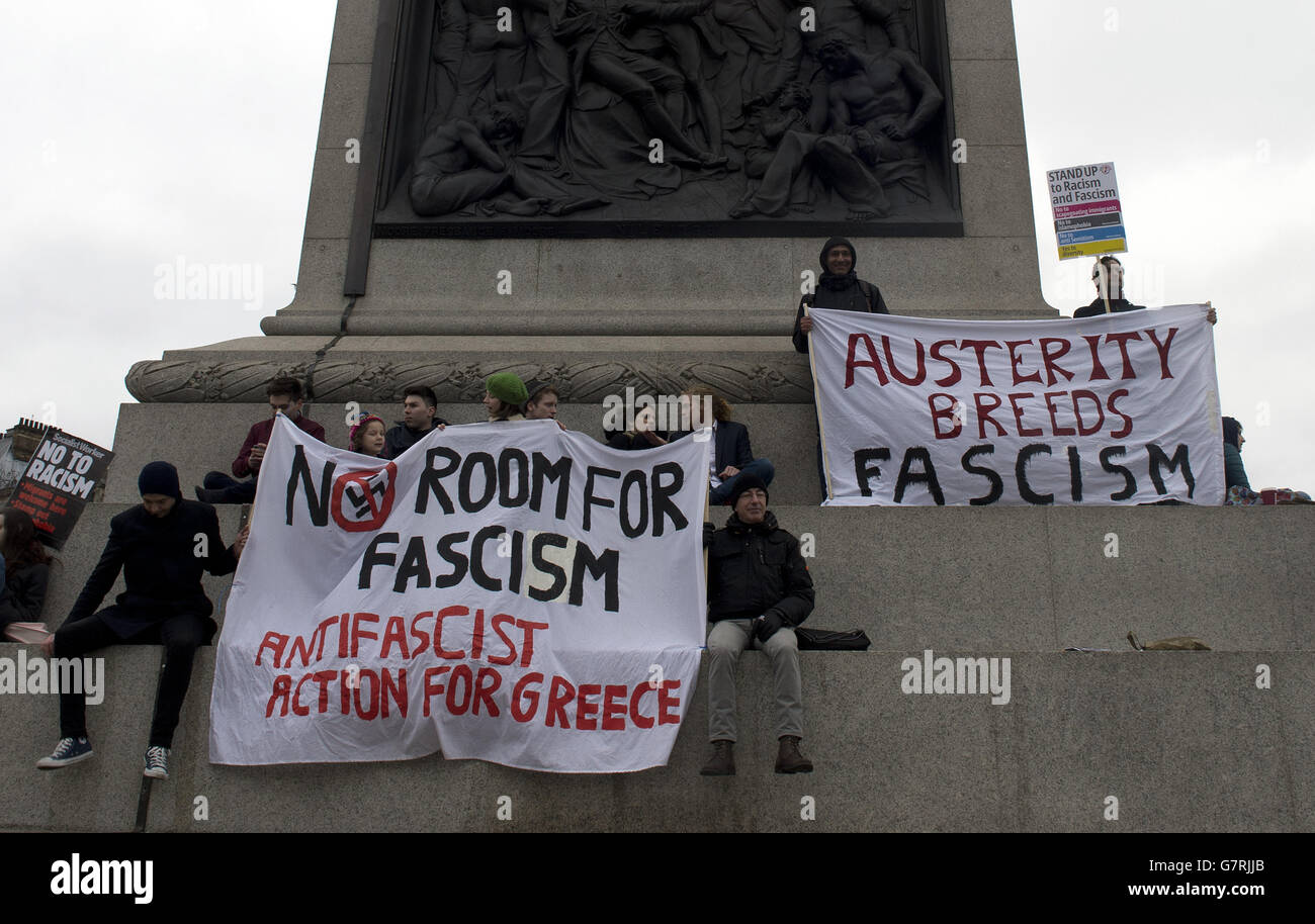 Protesters during the Stand Up to Racism and Fascism national ...