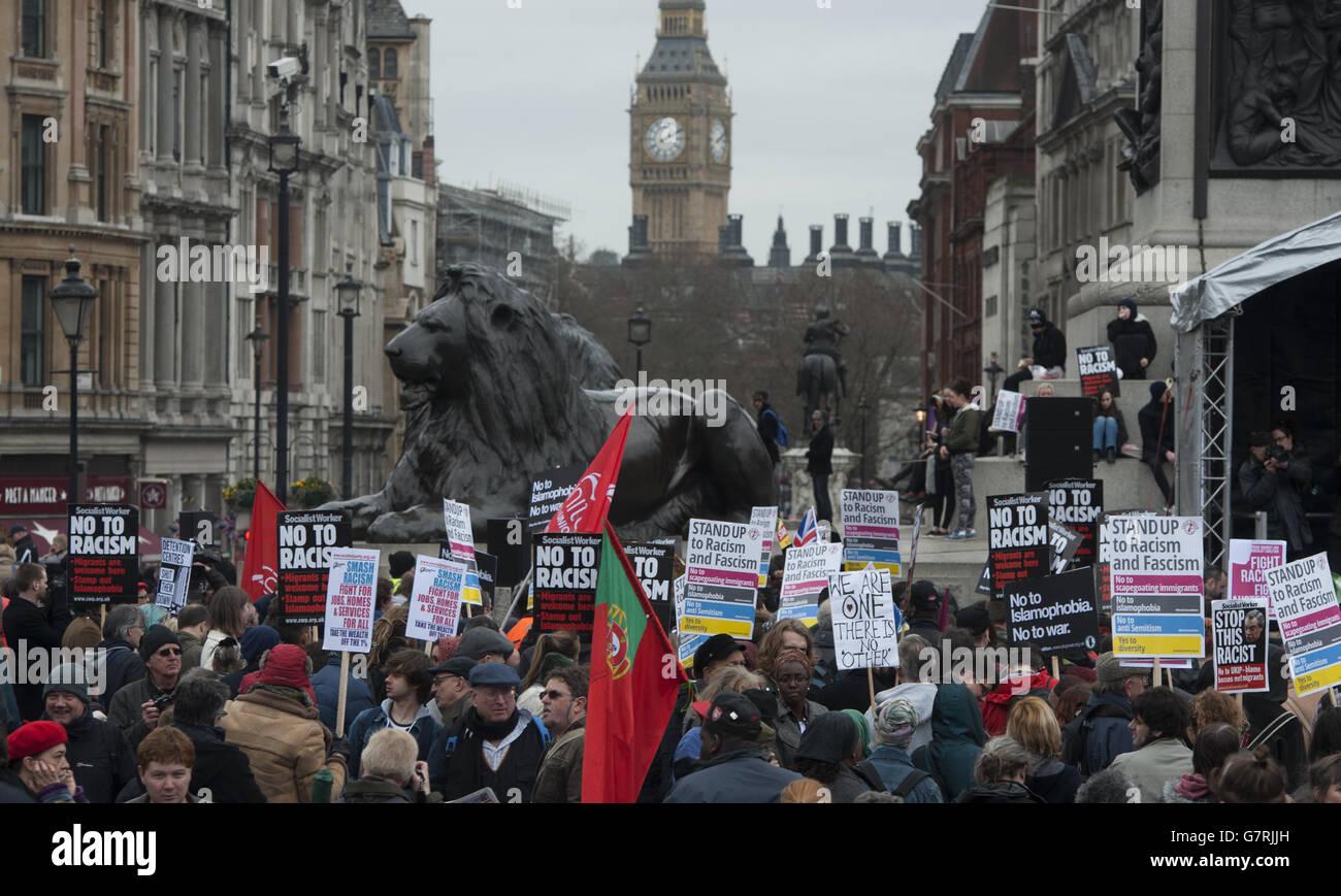 Stand up to racism demonstration in London Stock Photo - Alamy