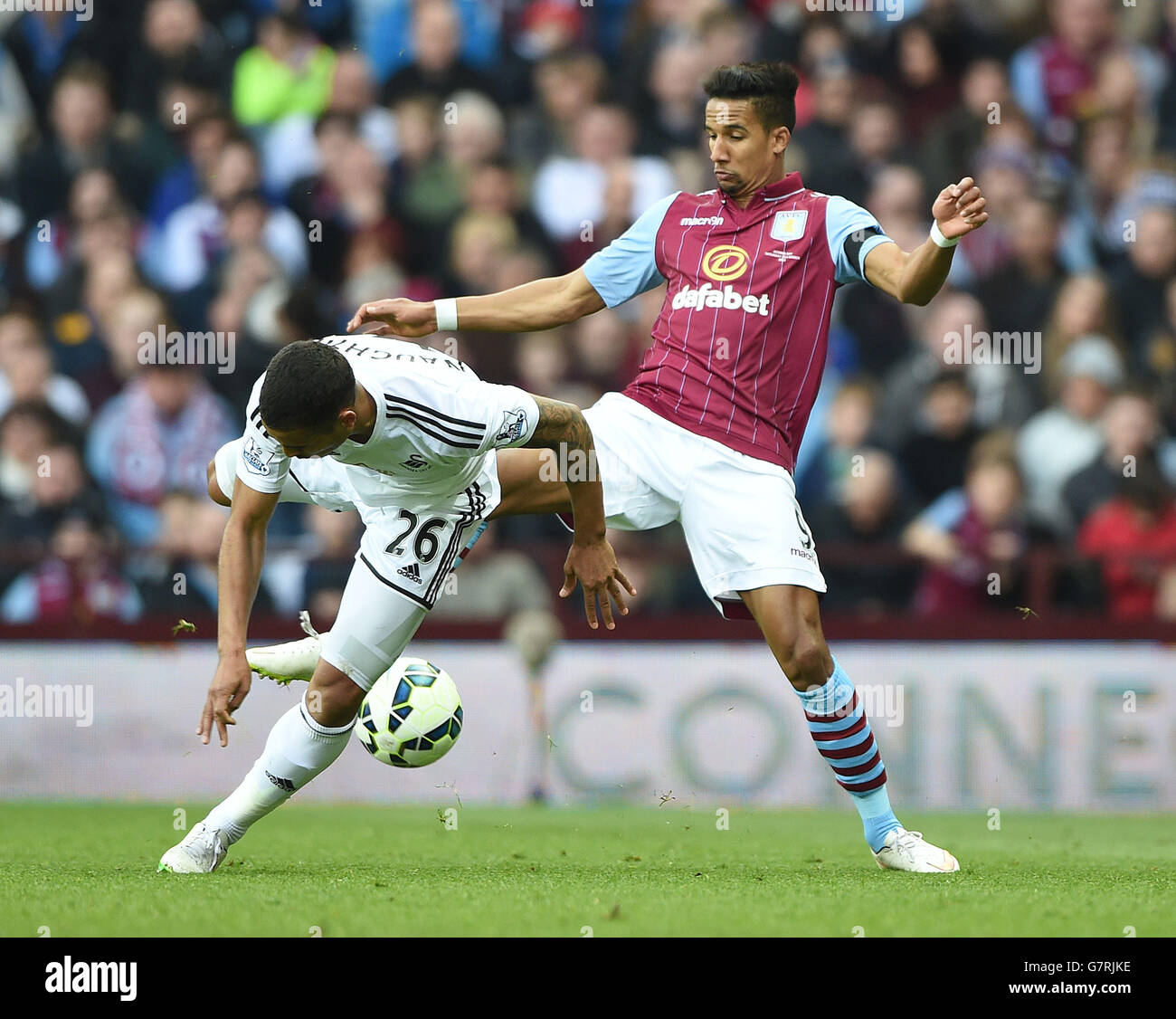 Aston Villa's Scott Sinclair (right) and Swansea City's Kyle Naughton ...