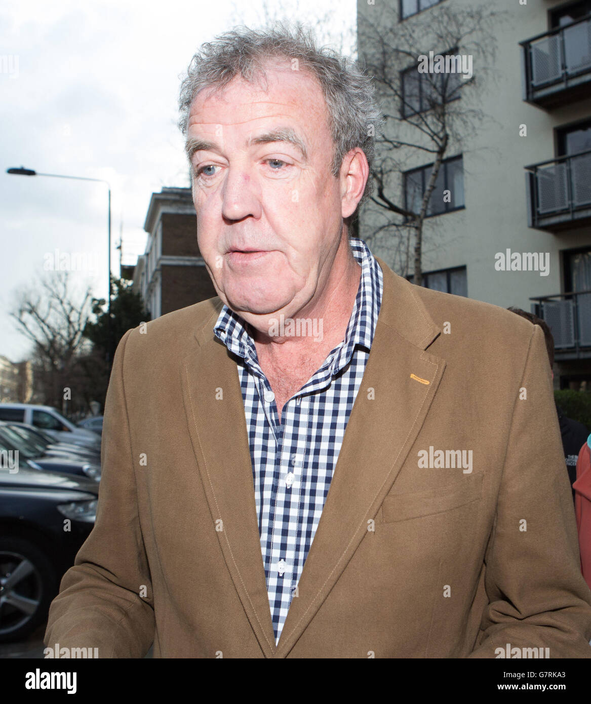 Jeremy Clarkson leaving his home in London, where he said he does not ...