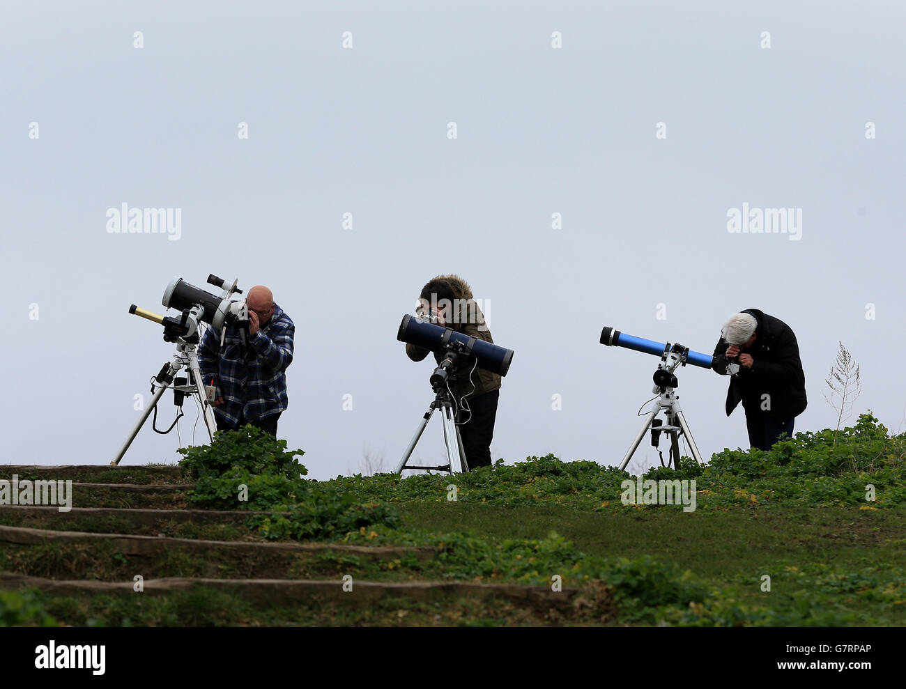 Members of the Mid Kent Astronomical Society, Arthur Fentamen (left ...