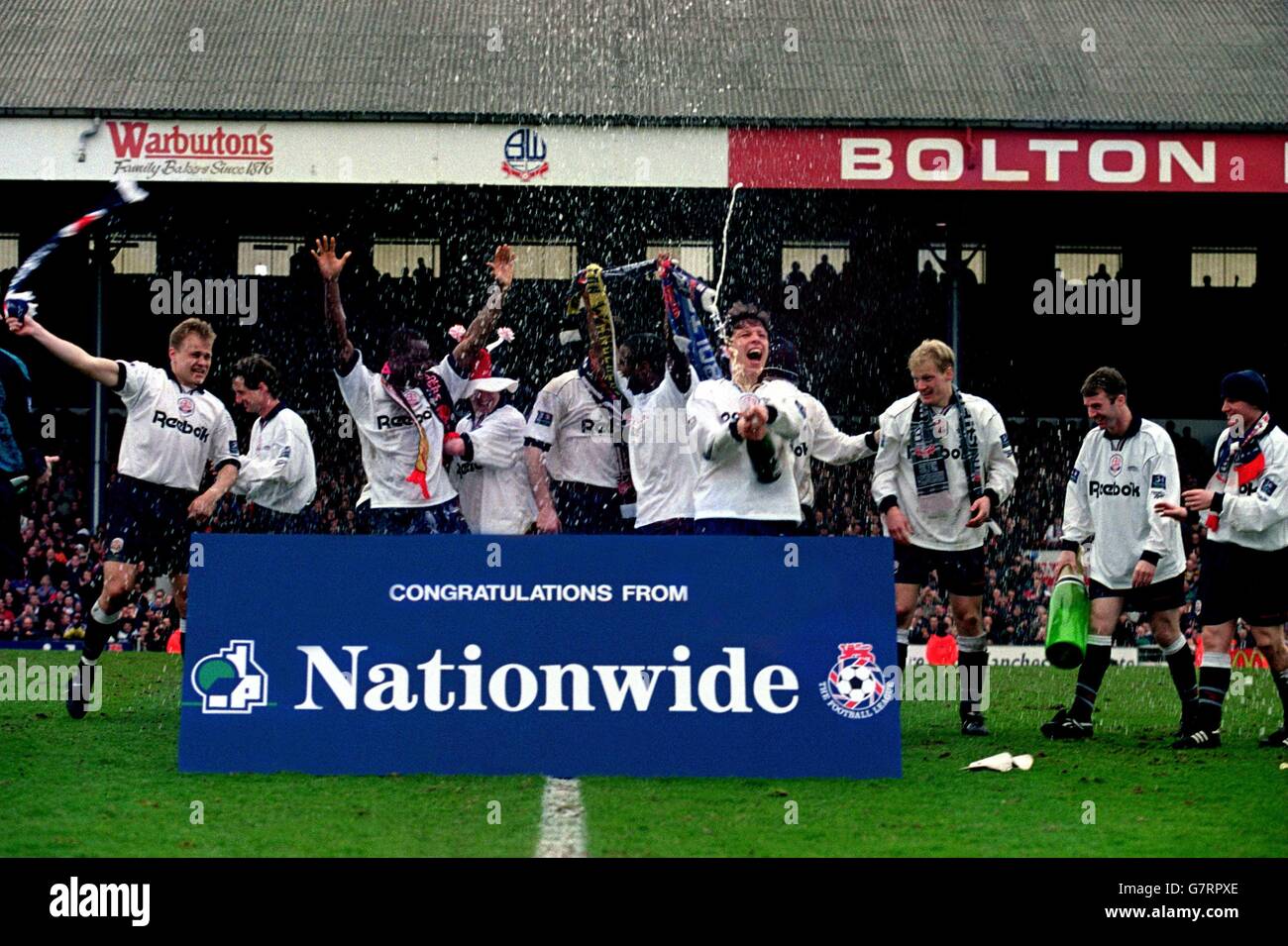 Bolton celebrate winning the nationwide division 1 league with ...