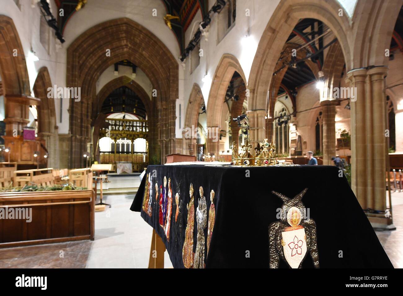 King Richard III's coffin inside Leicester Cathedral where he will be ...