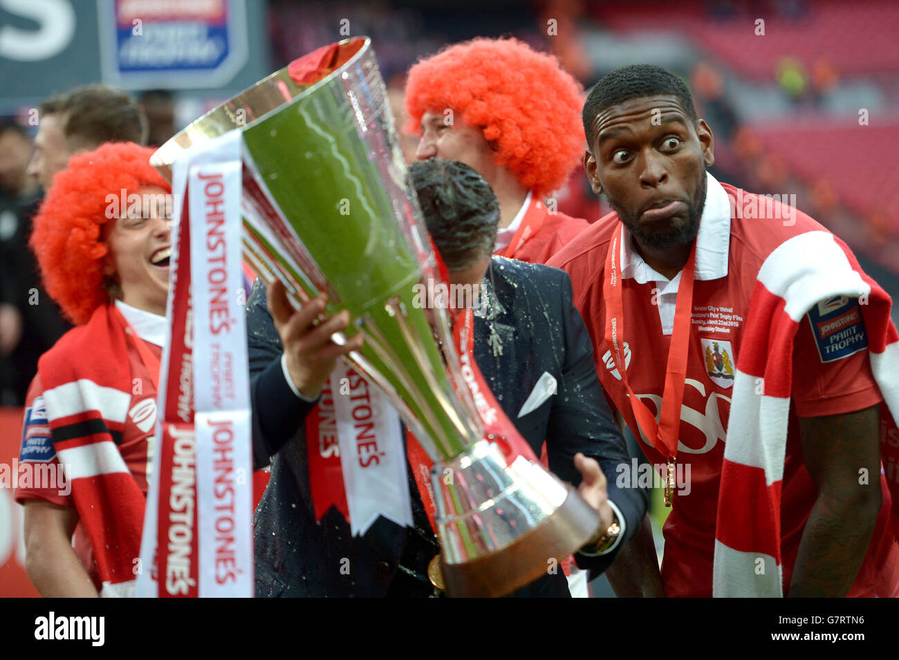 Bristol City's Jay Emmanuel-Thomas (right) pulls a funny face as ...