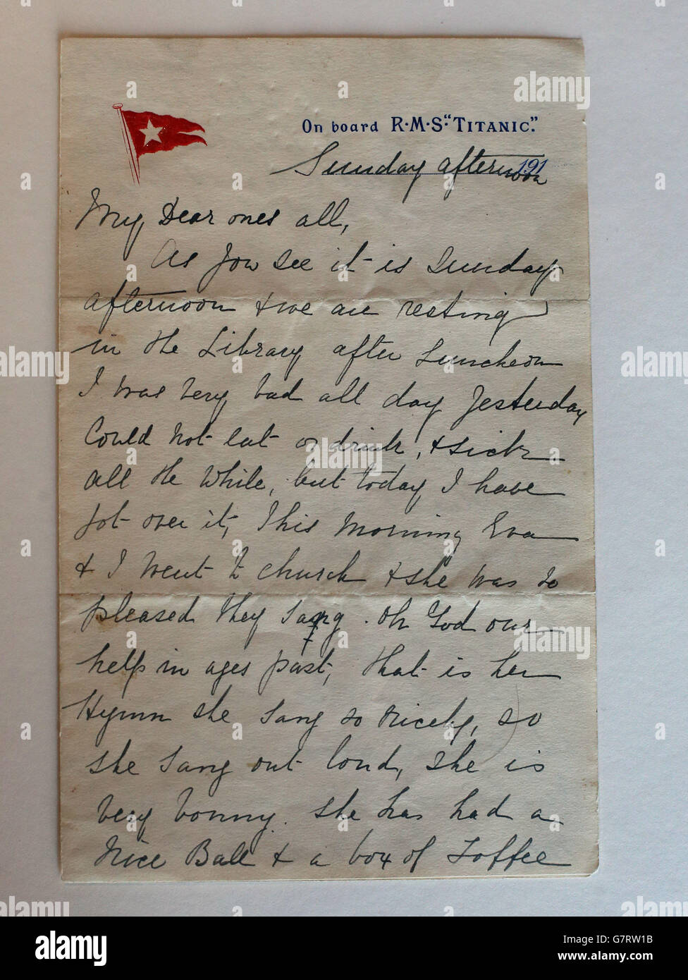 Titanic letter on display Stock Photo - Alamy