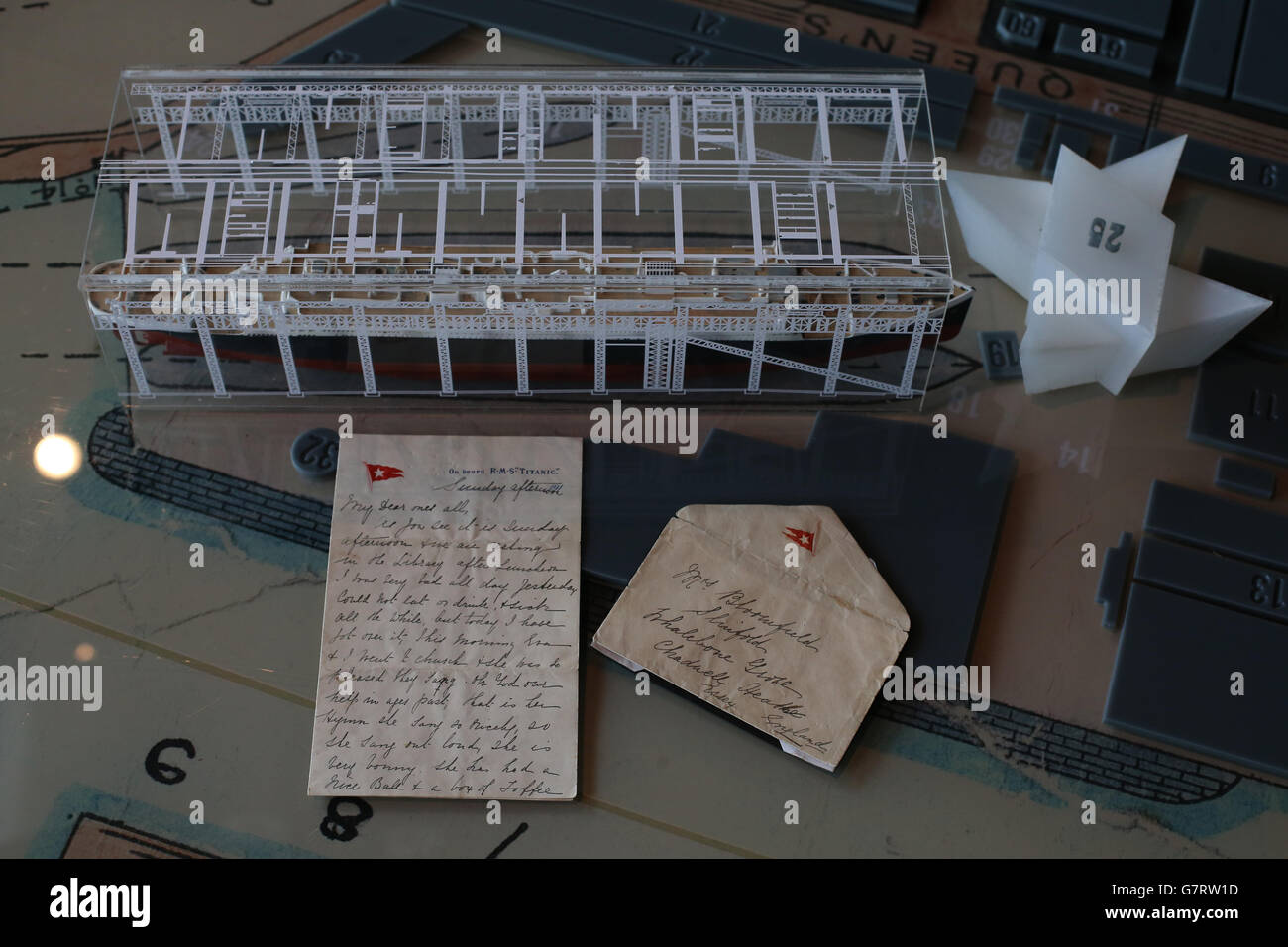 Titanic letter on display. 119,000, at Titanic Belfast Stock Photo - Alamy